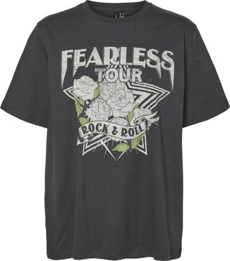 Vero Moda Damen Vmboda Caty Ss Top Box JRS Ga T-Shirt, Asphalt/Print:Fearless Tour, Large