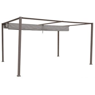 Hesperide Hesperide - Tonnelle de jardin en aluminium noisette 4 x 3 m - Toile polyester d&eacute;perlant 200 g/m&sup2; - Protection UPF 50+ - Montage facile