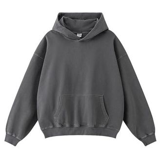 Generic Sweat &agrave; capuche pour homme - Tissu denim - Pull de transition - Coupe droite - Haut r&eacute;tro - Confortable - Manches longues - Pull basique - Sweat doux 