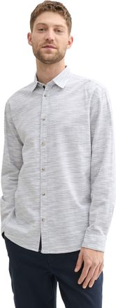 Tom Tailor Herren 1042650 Regular Fit Hemd mit Struktur, 35741-Navy White Irregular Structure, L