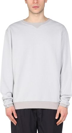 Monobi Cotton Crewneck with Contrast Band Sweatshirt - Gray