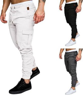 Generic Pantalon de jogging pour homme - Coupe ample - Pantalon cargo avec poches multiples - Pantalon de surv&ecirc;tement avec poignets - Pantalon dentra&icirc;nement a