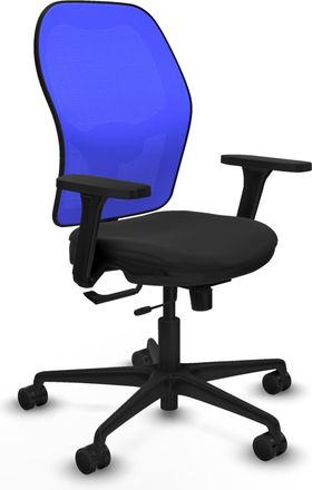 Piqueras y Crespo Schreibtischstuhl mit 3D-Armen, h&ouml;henverstellbare Lendenwirbelst&uuml;tze, ausgestattet mit Syncro/Traslack und injiziertem Schaumstoff, Blau/Schwarz