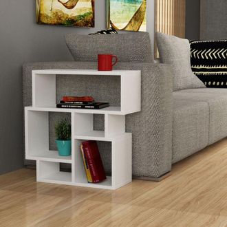 Decortie Decortie Karma Table dappoint moderne &agrave; usages multiples Blanc H60.5 cm