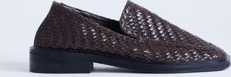 Topshop Bali - Mocassins plats en cuir tress&eacute; v&eacute;ritable - Chocolat-Brown
