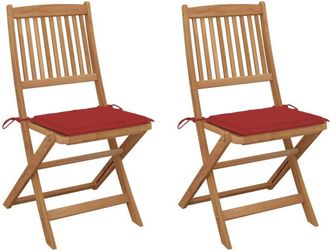 vidaXL Klappbare Gartenst&uuml;hle 2 Stk. mit Kissen Massivholz Akazie vidaXL251767