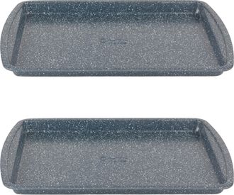 Russell Hobbs Nightfall Stone 2er-Pack Backset - Ofenbackform (38.5 x 2.2 x 25.5cm) Rechteckige Groß Universal Backblech, Antihaft Kohlenstoffstahl, Leicht zu Reini