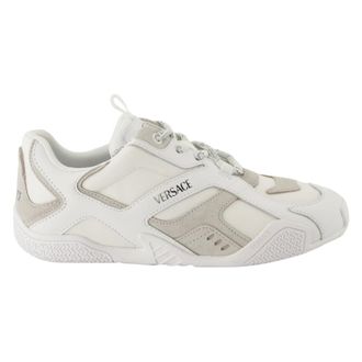 Versace Femme, Chaussures, Blanc, Taille: 38 EU Galaxia Baskets en Cuir Blanc