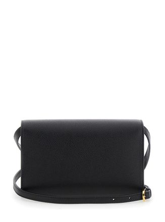 Savette Womens Shoulder Bag Symmetry Grained Black Leather Calf