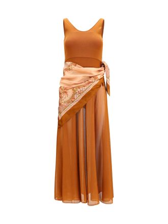 Zimmermann Womens Maxi Dress Aster Scarf Tan-Print Viscose Tan/print
