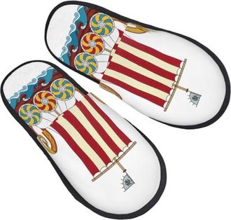 Generic Pantoufle Maison Voilier Viking Dessin&eacute; &Agrave; La Main En Europe Chaudes Pantoufles Portative Hiver Chaussures Chaudes Confortable Hiver Pantoufles Pour Ch