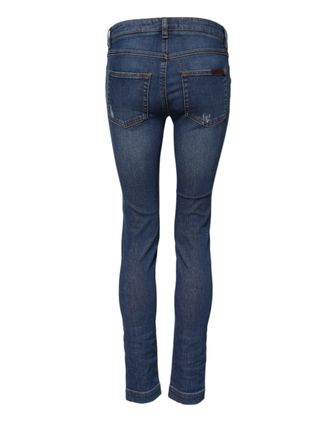 Dolce & Gabbana Womens Blue Cotton Mid Waist Skinny Denim Jeans Elastane Clothing