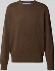 Fynch-Hatton Strickpullover aus reiner Baumwolle mit Logo-Stickerei