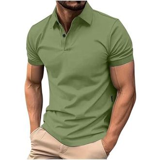 Generic Chemise d&eacute;t&eacute; d&eacute;contract&eacute;e &agrave; manches courtes pour homme, col rabattable, couleur unie, confortable, l&eacute;g&egrave;re, respirante, haut de golf dentra&icirc;nement en p