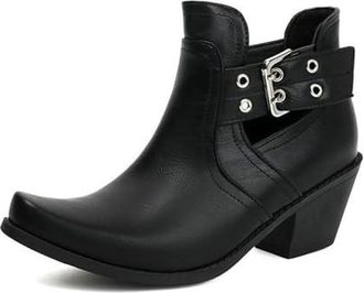 Generic Bottines Chelsea tendance &agrave; bout carr&eacute; et &agrave; talons &eacute;pais pour femme - Chaussures confortables et d&eacute;contract&eacute;es vintage, Noir, 38.5 EU