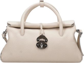 Zanellato Femme, Sacs, Beige, Taille: ONE Size Sac bandouli&egrave;re en cuir grain&eacute; avec fermeture roll-top