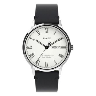 Timex Runde Armbanduhr mit Lederarmband - - Accessories - Herren - Schwarzk - ONE SIZE