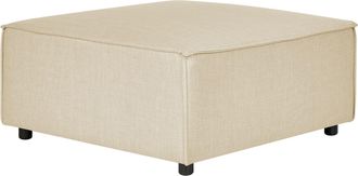 Beliani Ottomane Leinen beige quadratisch Fußhocker mit niedrigen Beinen modern Aprica