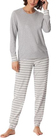 Schiesser Damen Schlafanzug lang mit B&uuml;ndchen Baumwolle - Nightwear