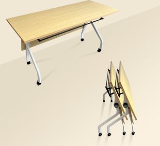 Generic Tragbarer Klapptisch, moderner Klappkonferenztisch auf Rollen, rechteckiger Besprechungsraumtisch mit Klappplatte f&uuml;r Schulungen, Metallrahmen, nat&uuml;rl