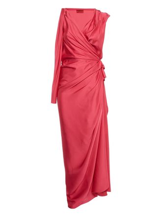 Lanvin robe longue &agrave; design drap&eacute; - Rouge