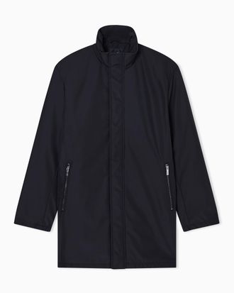 A|X Armani Exchange Mens Essential, Covered Closure down Side Logo Patch Trenchcoat, Black, M