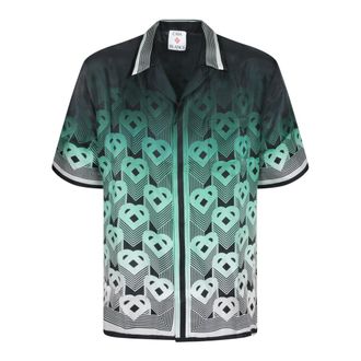 Casablanca Homme, Chemises, Multicolore, Taille: S Chemise &agrave; Manches Courtes en Soie avec Monogramme Gradient