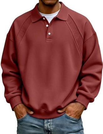 Generic Sweat-shirt &agrave; manches longues et demi-fermeture &eacute;clair pour homme - Col &agrave; revers - Grande taille - Doux et respirant - Costume de sport pour int&eacute;rieur