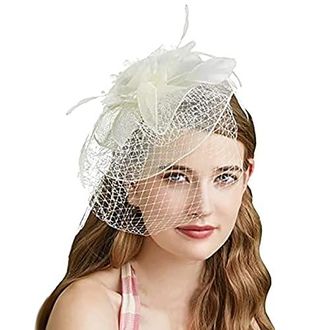 Generic Bibi pour femme - Chapeau de mariage - Clips - Voile - Bandeau - Tea Party - En maille - Pour l&eacute;glise, Halloween, cocktail, club, Blanc., Taille uniqu