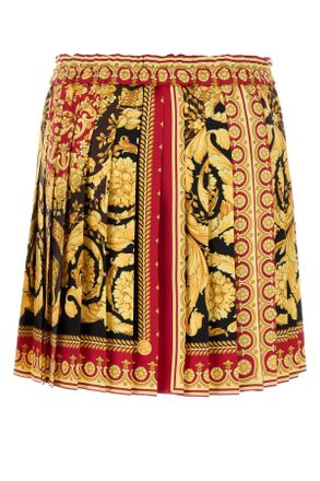 Versace Womens Printed Silk Mini Skirt Paraderedblackdarkbrown 1.outer Fabric:silktrim:silk Gonne