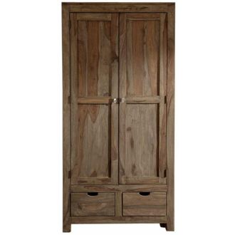 Massivmoebel24 Schrank Sheesham 96x60x200 grau ge&ouml;lt NATURE GREY 99