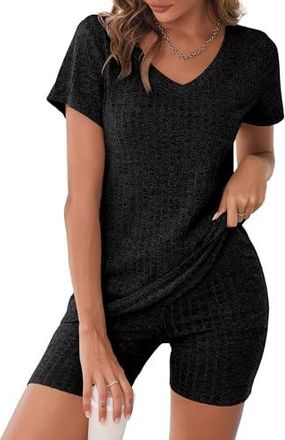 Ekouaer Pyjamas Pyjamas Courts pour Femmes Ensemble de vêtements de Nuit à Manches Courtes Ensembles de Pyjama pour Femmes Costume de Loisirs vêtements de dét