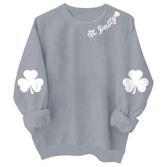 Generic Pull à manches longues pour femme - Coupe décontractée - Col rond - Avec capuche - Pour la Saint-Patrick - Imprimé graphique amusant - Lettres imprimé