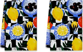 Generic Zitronen-K&uuml;chent&uuml;cher, modern, verspielt, Orange, Schwarz, Gelb, wiederverwendbare Handt&uuml;cher, Landhaus-K&uuml;chendekoration, 40,6 x 61 cm, 2 St&uuml;ck