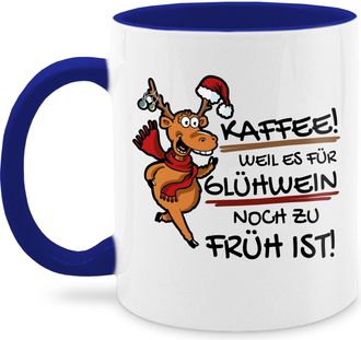 Shirtracer Tasse Tassen 325ml - Statement Spr&uuml;che - Kaffee - Weil es f&uuml;r Gl&uuml;hwein noch zu fr&uuml;h ist - 325 ml - Dunkelblau - lustige spruchtasse sarkasmus kaffeeta