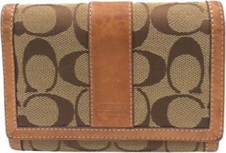 Coach Portefeuille Bifold en toile et cuir Pre-owned Signature - Femme - Pre-owned - Brun - Taille: ONE Size