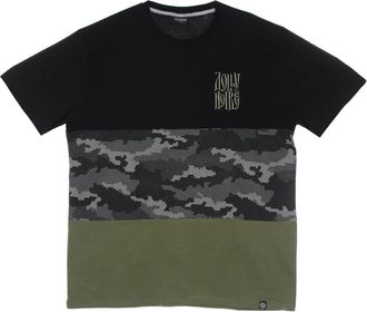 Dolly Noire Camo Section Tee Schwarz/Oliv - - Tops - Herren - Mehrfarbig - XL