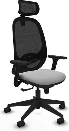 Piqueras y Crespo Zylindrischer Stuhl mit 3D-Armlehnen, h&ouml;henverstellbarer Lendenwirbelst&uuml;tze und Kopfteil, h&ouml;henverstellbar und neigbar. Ausgestattet mit 3 Positionen.