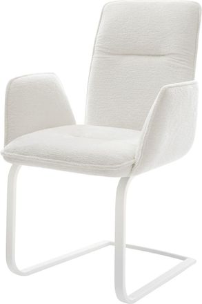 DELIFE Schwingstuhl Vinja-Flex Freischwinger flach Wei&szlig; Boucl&eacute; Soft Beige