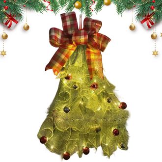 Generic Christmas Swag Wreath - Faux Illuminated Pine Ornament with Bow, LED String Pine Garland for Holiday Decor | Pre-Lit Christmas Swag Mantel Porch Cente