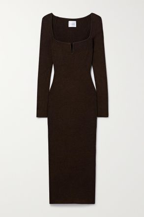 Galvan Freya Midikleid Aus Rippstrick - Braun