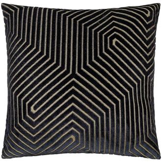 Riva Paoletti Housse de Coussin Evoke en Velours - Housse de Coussin carr&eacute;e d&eacute;corative Luxueuse &agrave; Motif Chevron (Noir - 55x55cm)