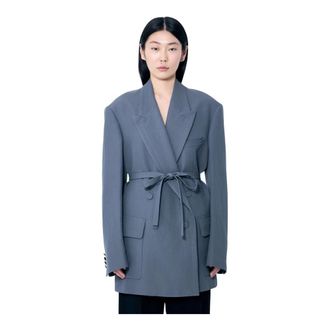 Dries Van Noten Wollmischung Zweireiher-Blazer - - Jackets - Damen - Grau - S
