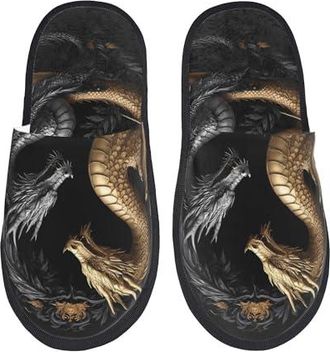 Generic Pantoufles En Coton Dragon En M&eacute;tal Vintage R&eacute;utilisables Pantoufles De Voyage Chaud Chaussons DInt&eacute;rieur Pour Spa Chambre Automne L