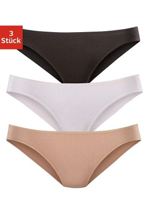 Lascana Bikinislip LASCANA aus hochwertiger Modal-Qualit&auml;t, Damen, Gr. 32/34, bunt (schwarz, wei&szlig;, beige), Obermaterial: 94% Modal (TENCEL), 6% Elasthan, unif