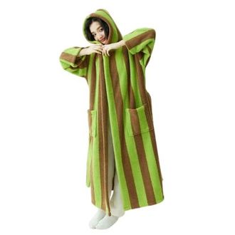 Generic QXDZSW Automne Hiver Couple Velours Corail Femmes Hommes Peignoir Ray&eacute; Longueur Maison &Eacute;paissie Flanelle Robe Pantalon Pyjama Ensemble, pantalon robe 