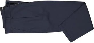 HUGO BOSS Herren Bundfaltenhose blau