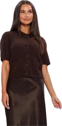 Y.A.S Yasfrilo SS Strick Cardigan - - Knitwear - Damen - Braun - XS