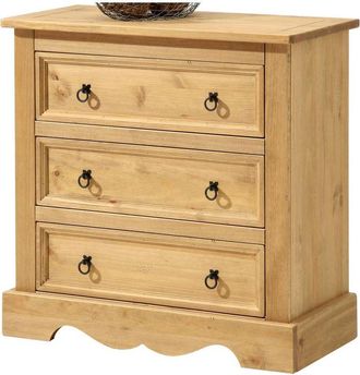 IDIMEX Commode tequila, 3 tiroirs en pin massif finition teintée/cirée