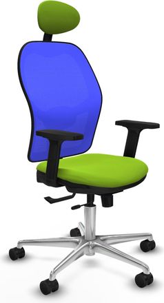 Piqueras y Crespo Arbeitscomputerstuhl mit 2D-Armen, h&ouml;henverstellbarer Lendenwirbelst&uuml;tze und festem Kopfteil, ausgestattet mit Syncro/Traslack und injiziertem Schaums